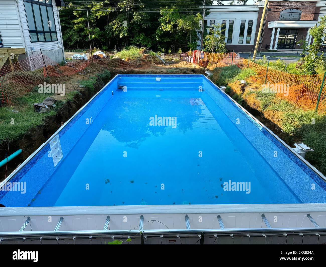 In back yard of house, construction swimming pool will be conducted at ...