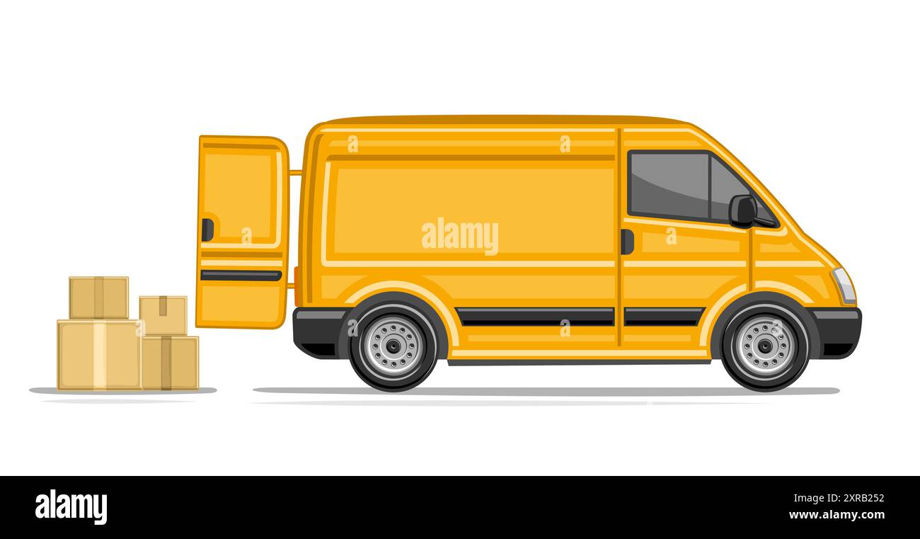 Vector header for Delivery Van, isolated illustration of profile side ...