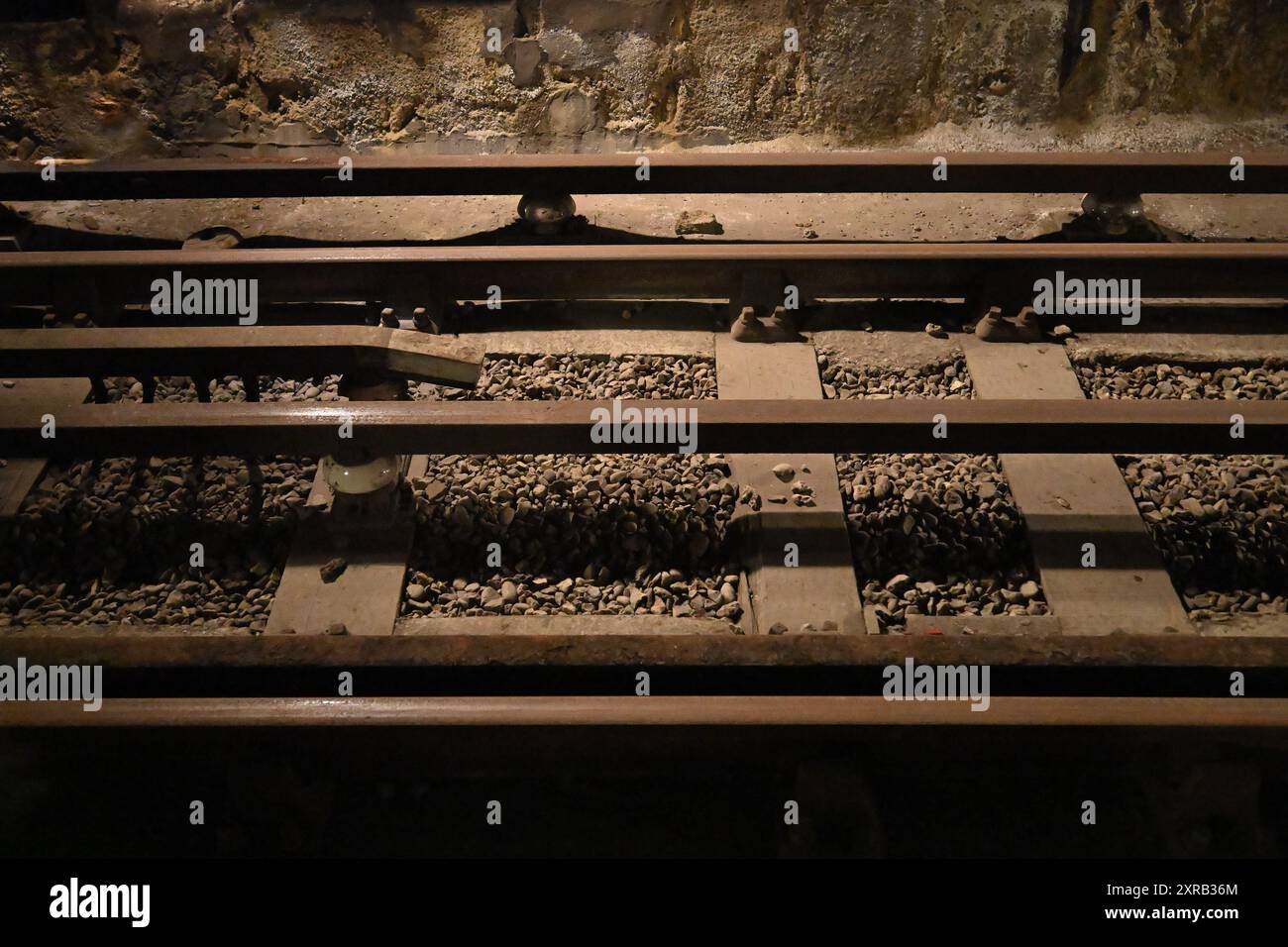 disused and rusty rail tracks in an abandoned section of Holborn tube ...