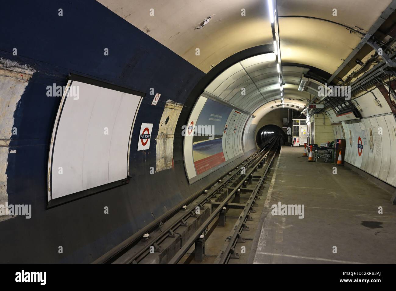 An abandoned/disused tube tube tunnel and platform at Holborn tube ...