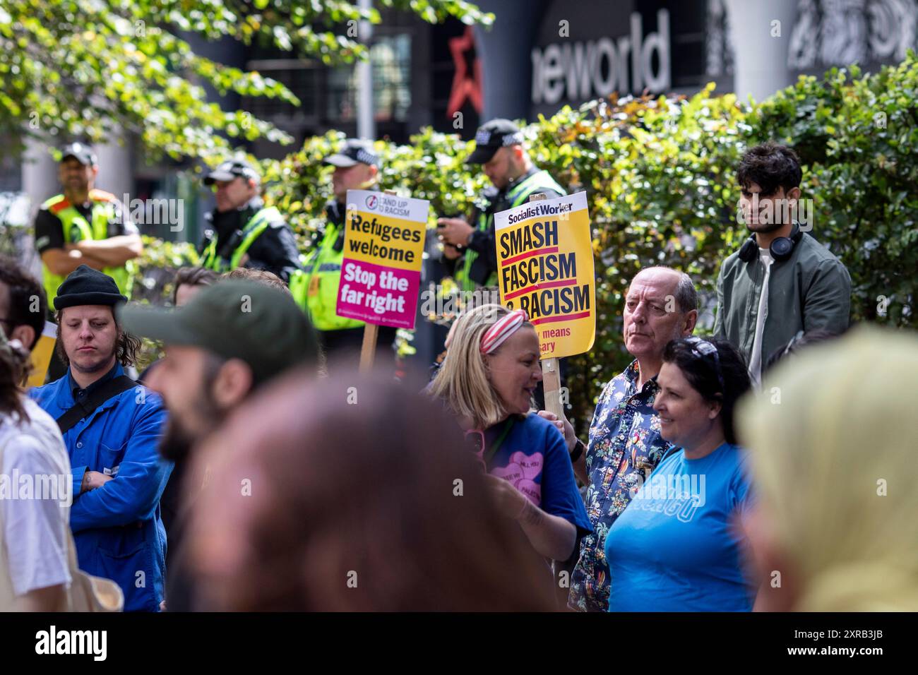 Cardiff, Wales, UK. 9th July, 2024. Protesters hold messages during an ...