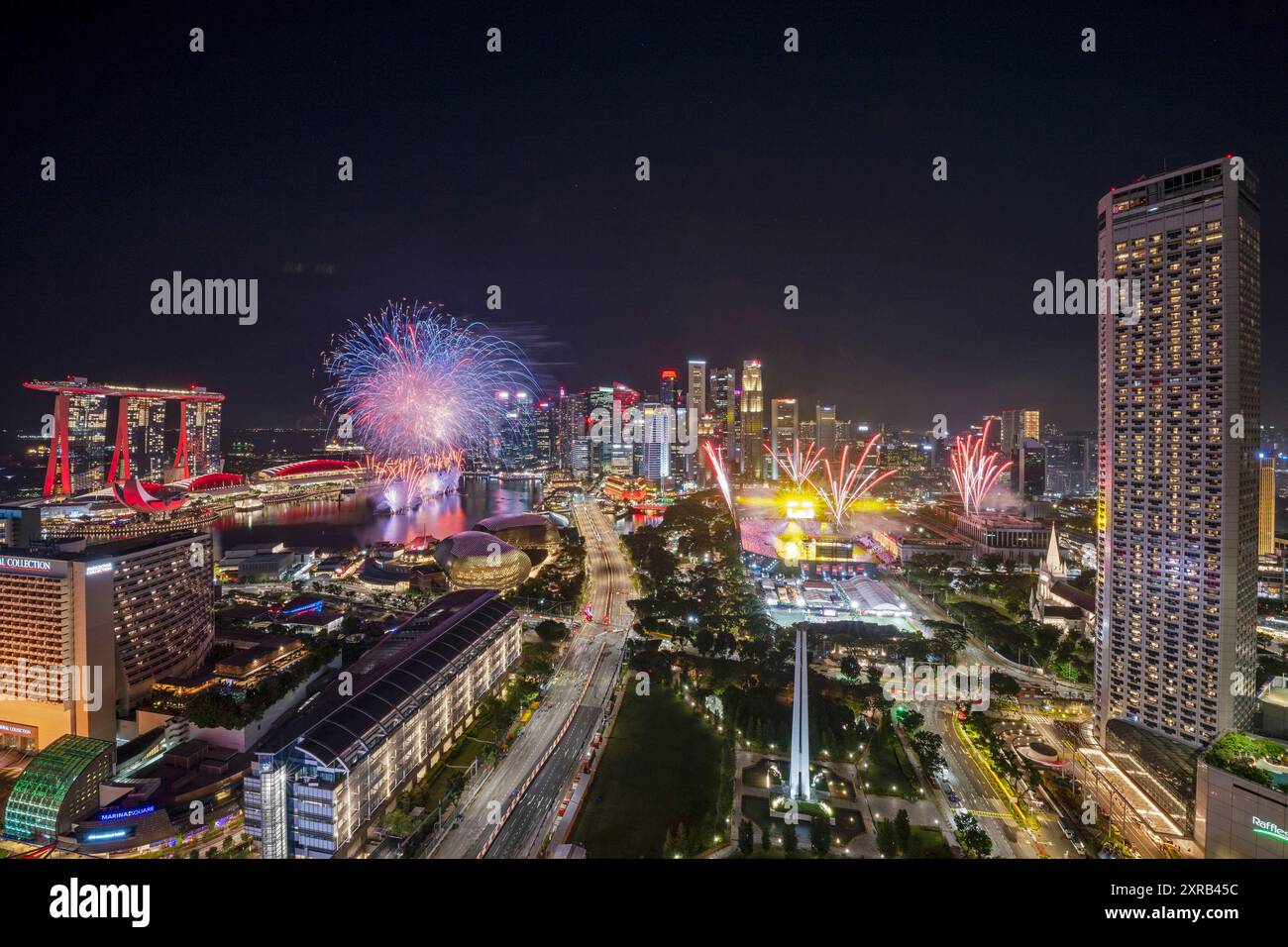 Singapore. 9th Aug, 2024. Fireworks light up the sky during the ...