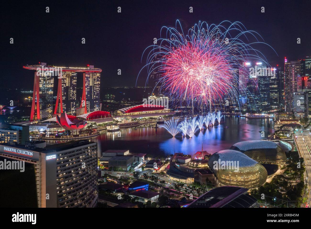 Singapore. 9th Aug, 2024. Fireworks light up the sky during the ...