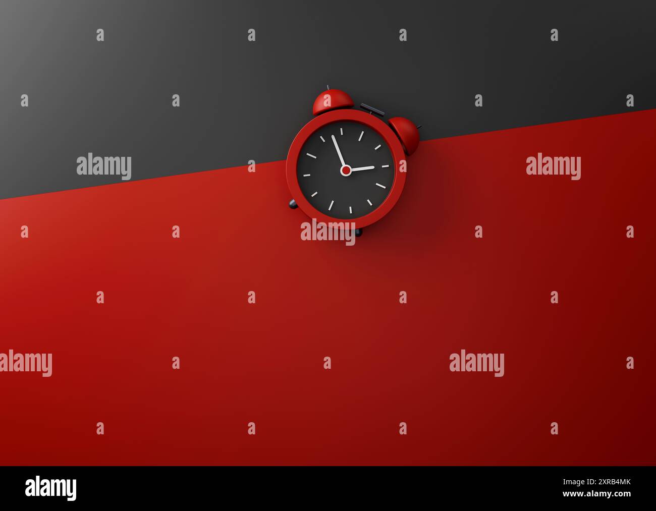 Minimalist Red Alarm Clock on Colorful Background. 3D illustration ...