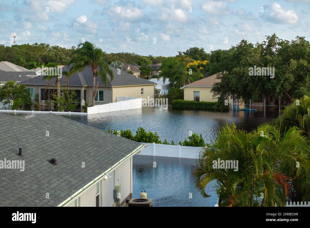 Flooded houses from hurricane Debby rainfall water in Laurel Meadows ...