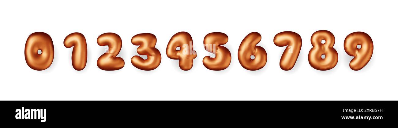 3D bronze balloon numbers set isolated Stock Vector Image & Art - Alamy