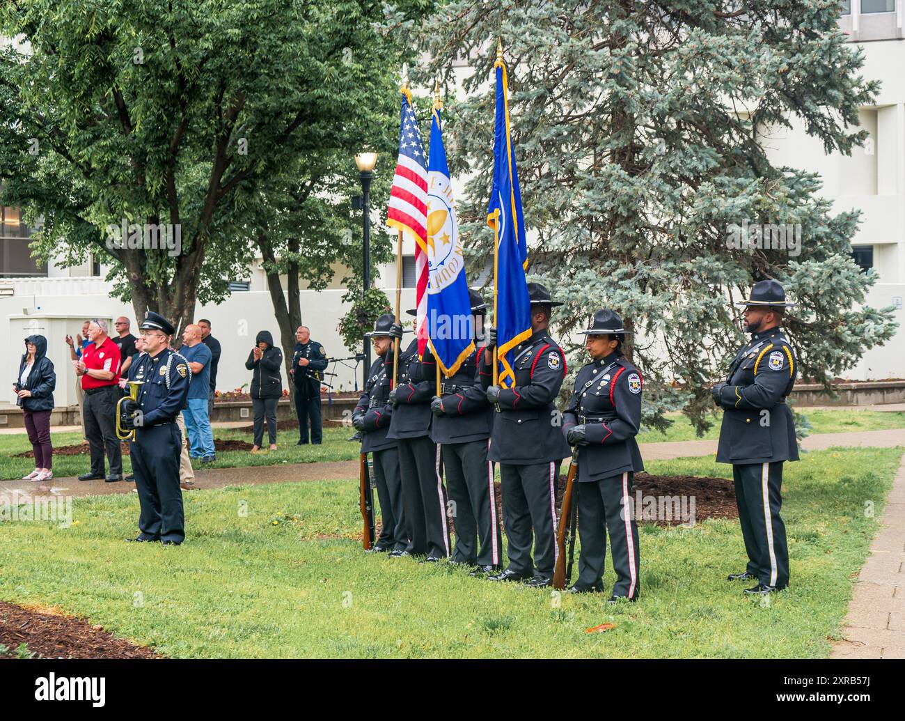 Police honor guard during memorial presentation in Louisville, KY ...