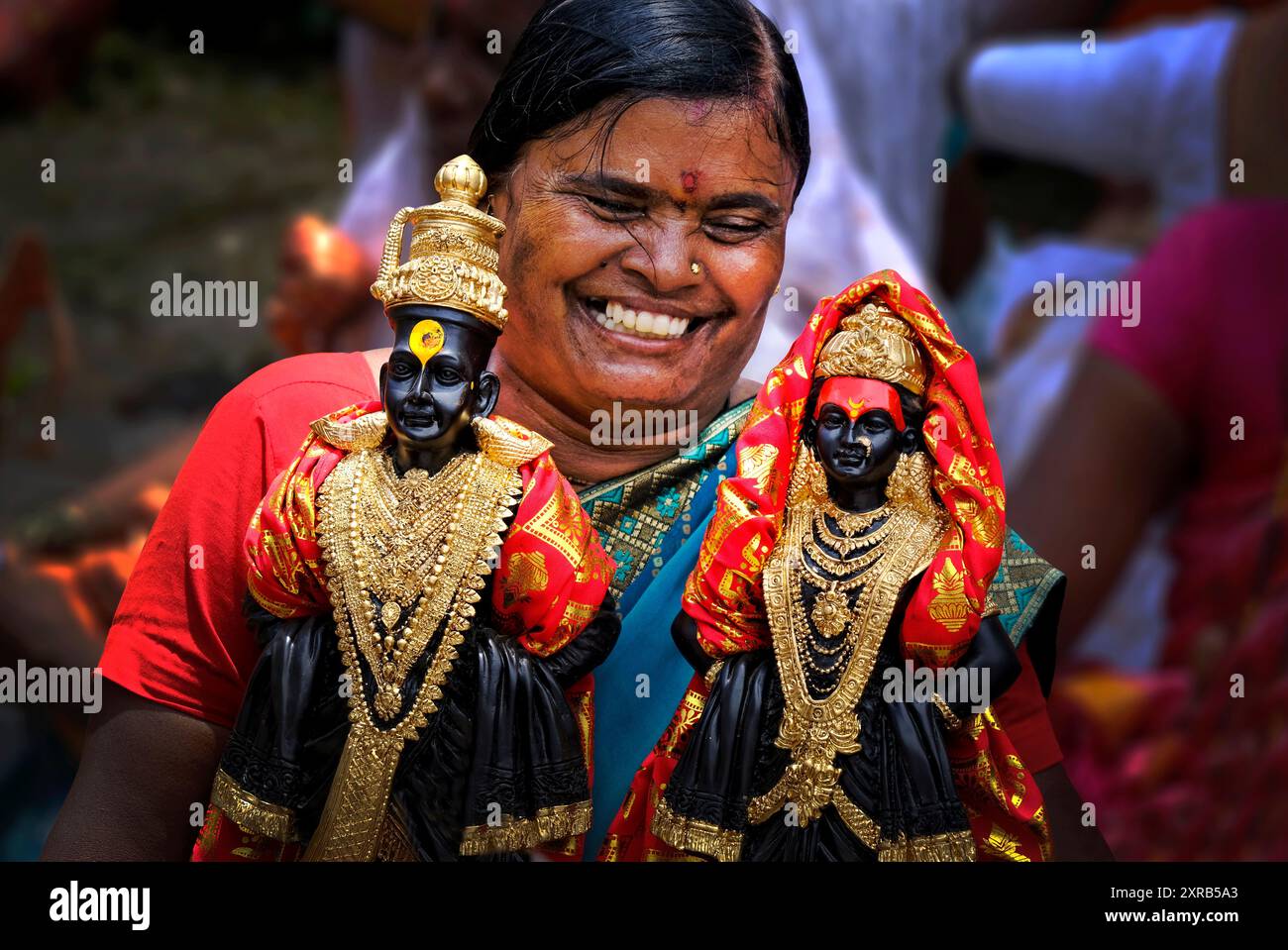 Pune, Maharashtra, India, 2 July 2024, Pilgrims or warkari with saffron ...