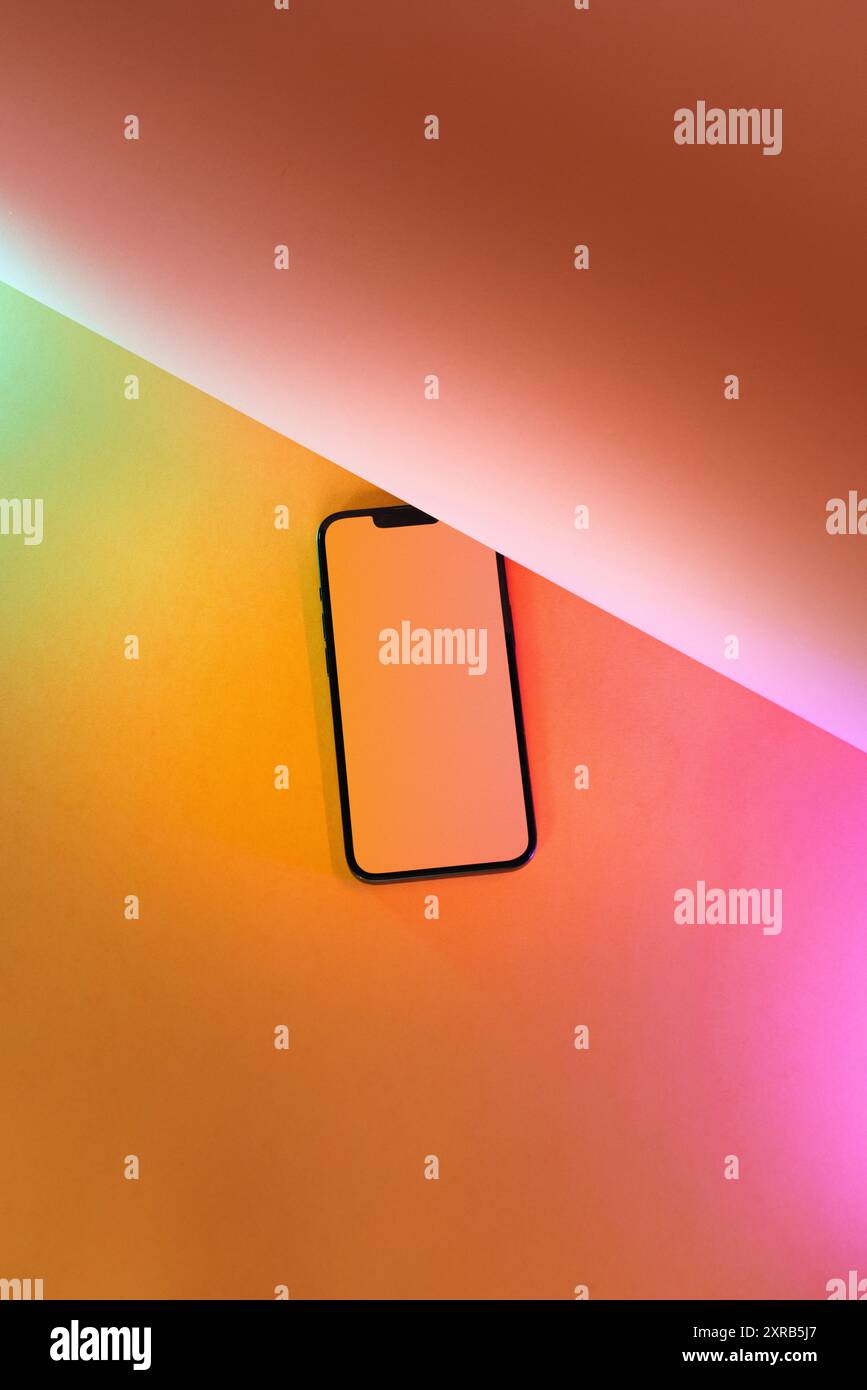 Empty smartphone screen mockup. Pastel color clean background template ...