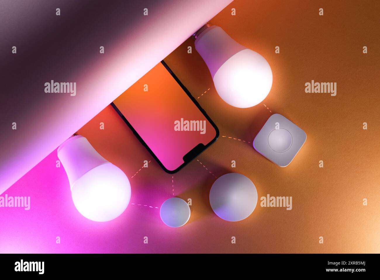 Smartphone remote controlling home devices. Blank screen mockup ...