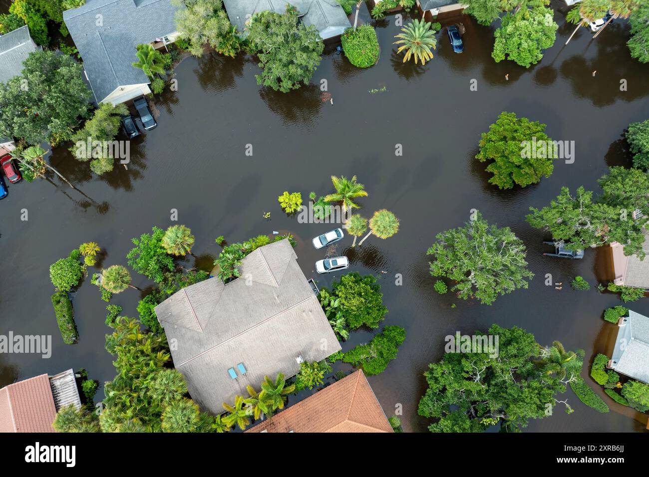Hurricane Debby tropical rainstorm flooded residential homes and cars ...