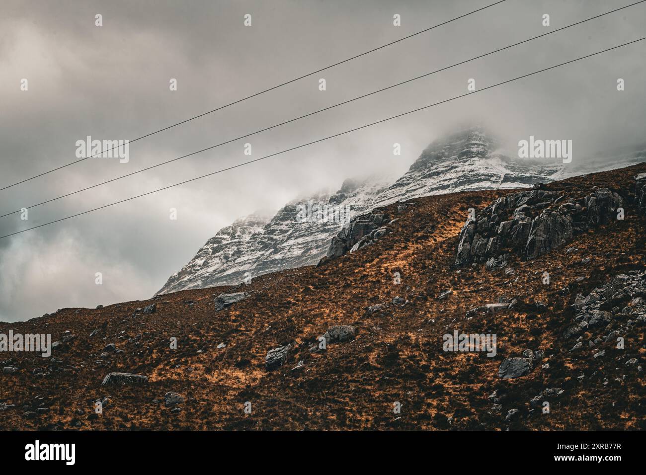 A scenic Scottish Highlands disappearing into misty mountains, with ...
