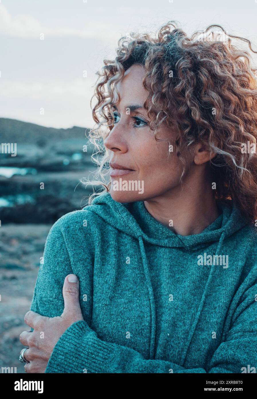 Concept of young woman and emotions. Inner balanced portrait of female ...