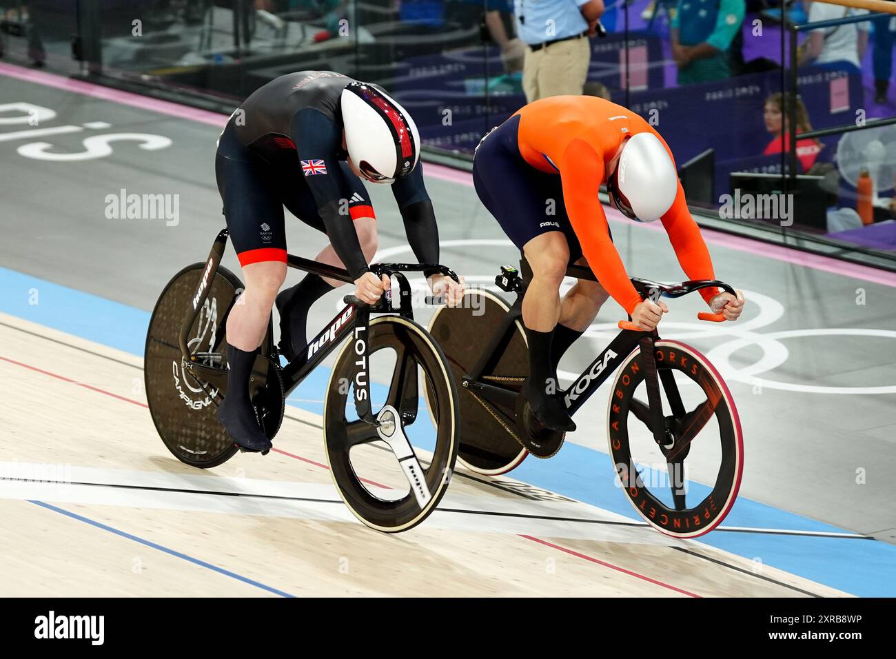Great Britain's Jack Carlin (left) wins the first race in the Men's ...