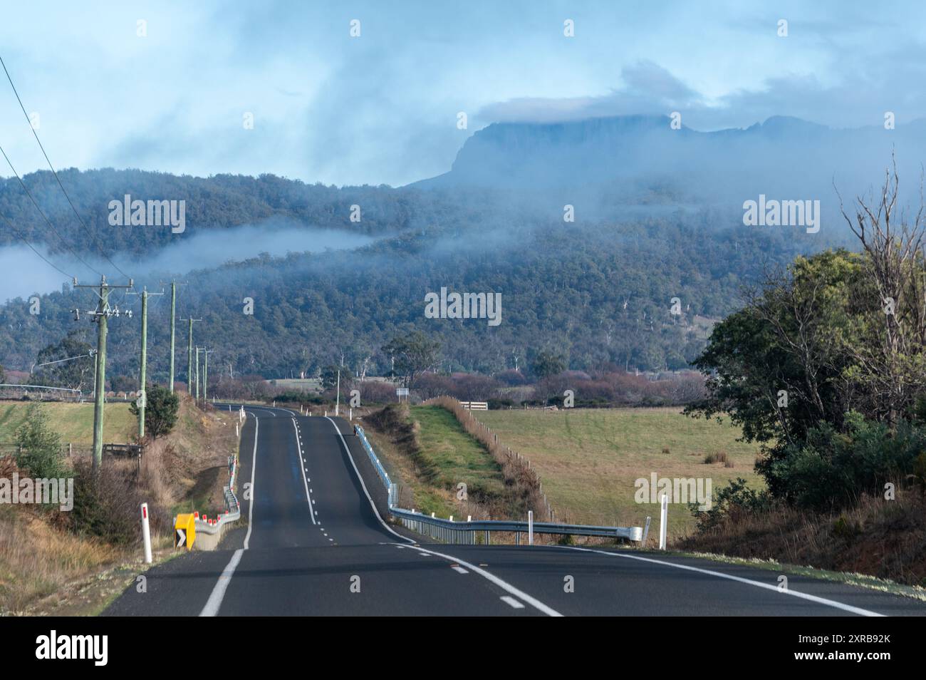 An Autumn misty morning drive on the A4 with a backdrop of the Mount ...