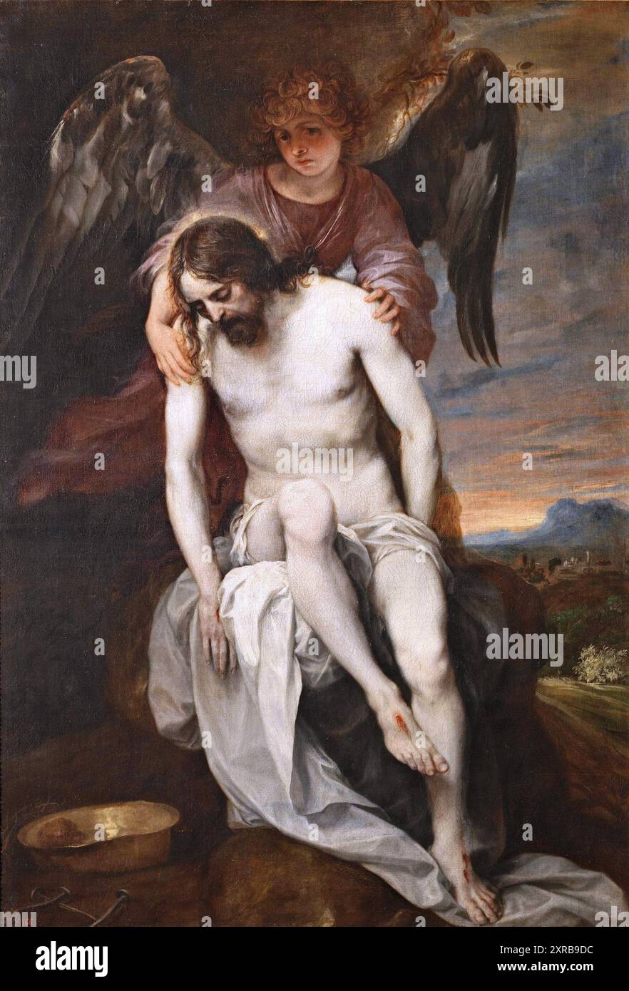 The dead Christ supported by an Angel painting by Alonso Cano Stock Photo - Alamy