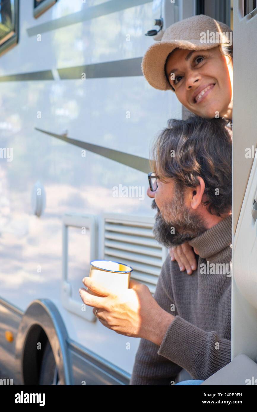 Caucasian couple rv camper van hi-res stock photography and images - Alamy