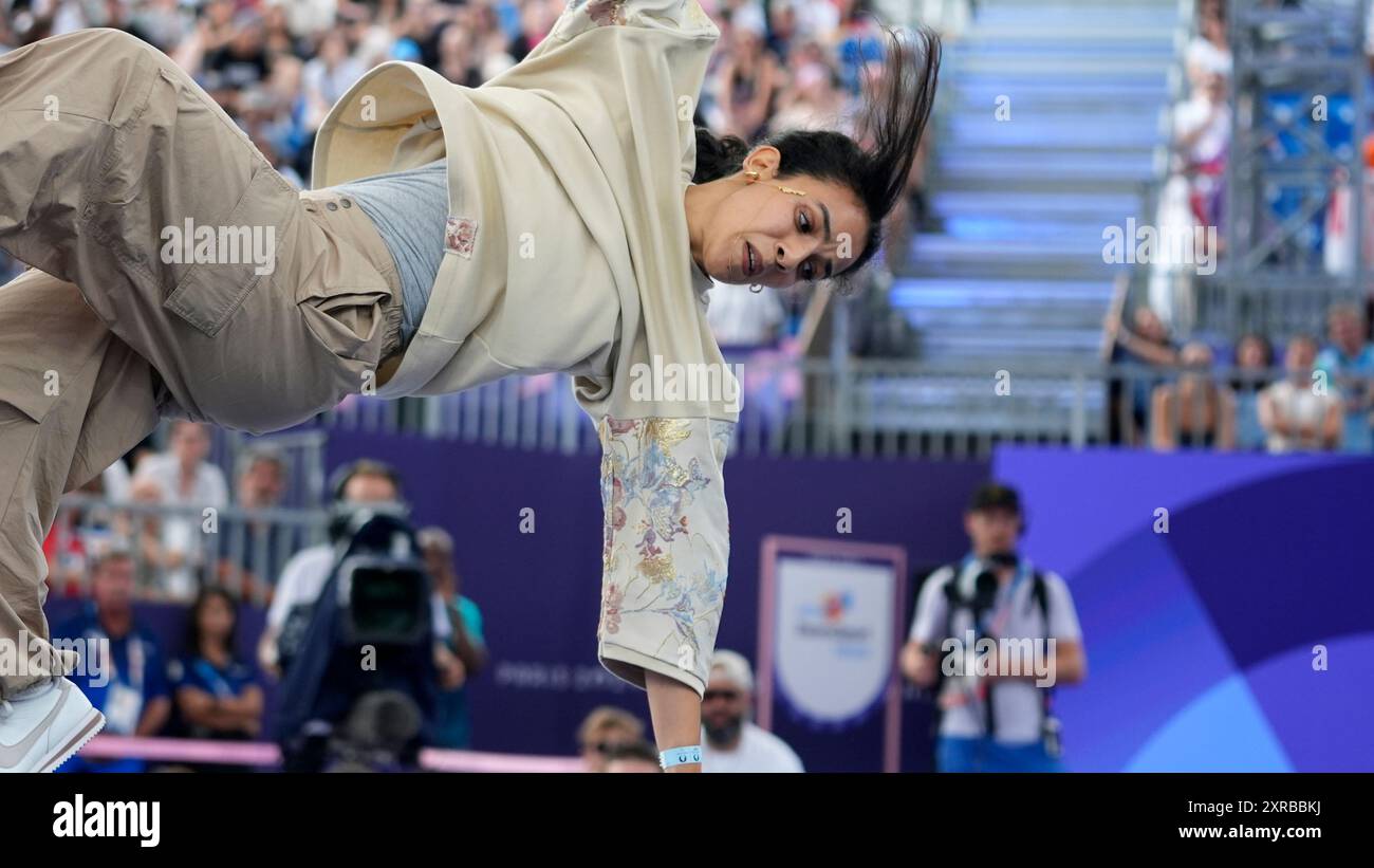 Morocco's Fatima Zahra El Mamouny, known as B-Girl Elmamouny, competes ...