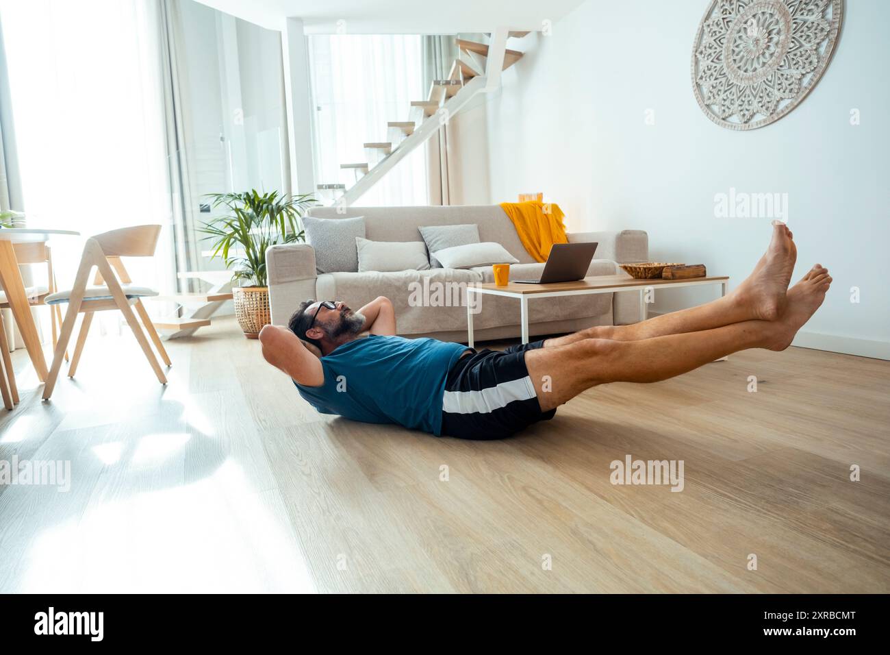 Hotel room workout man hi-res stock photography and images - Alamy