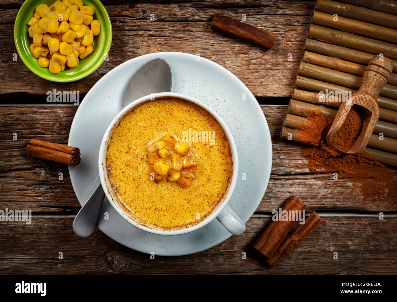 Corn Atole, beverage with maize, milk and cinnamon Stock Photo - Alamy