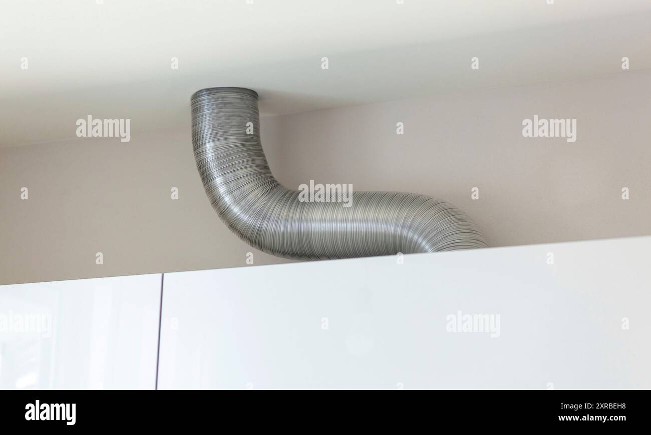 Expandable aluminium corrugated ventilation pipe in kitchen connecting ...