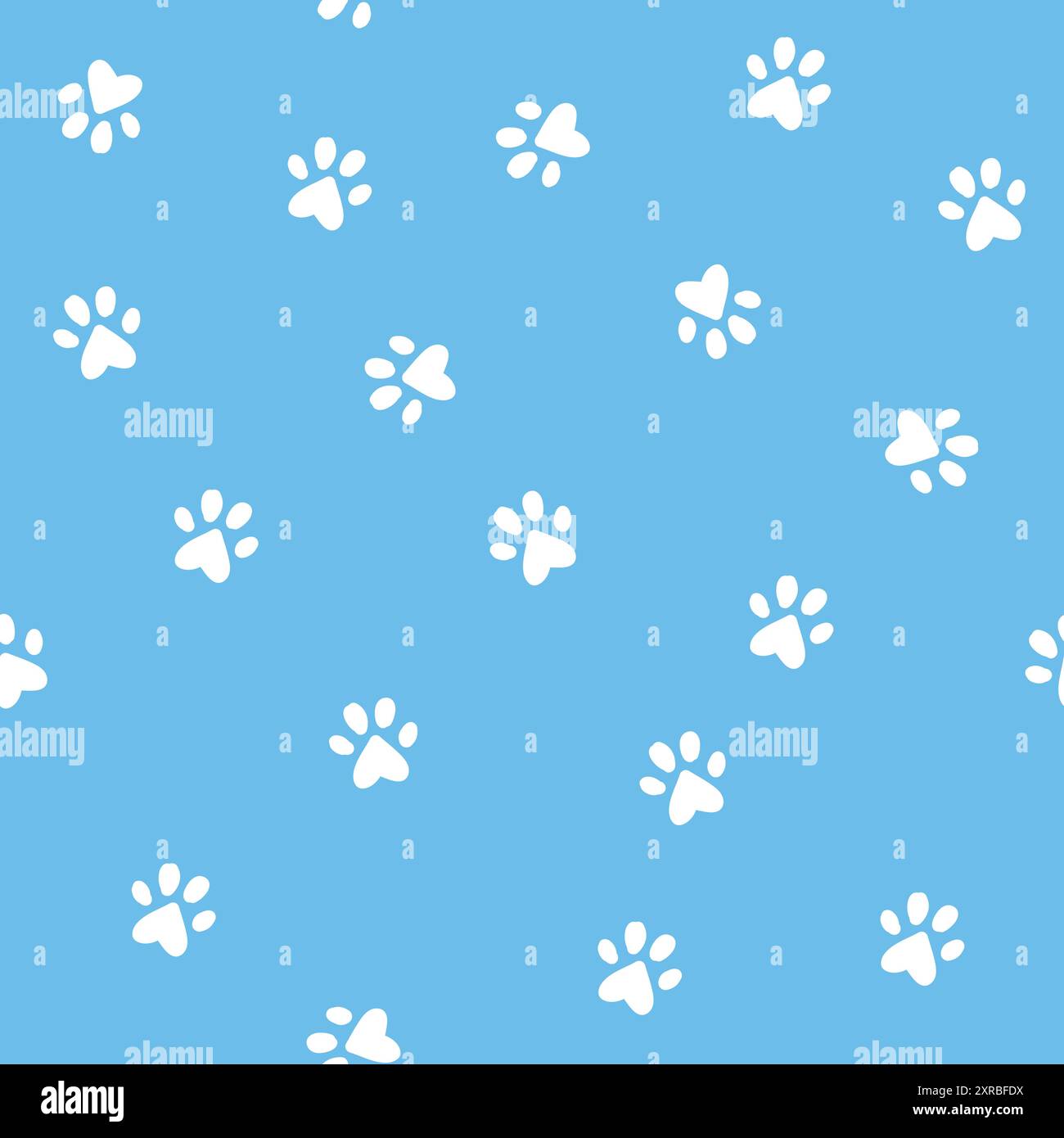 Cat paw texture, blue background, little paws seamless pattern Stock ...