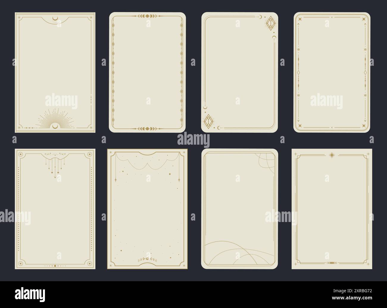 Esoteric magical Tarot cards templates. Golden frame border with ...