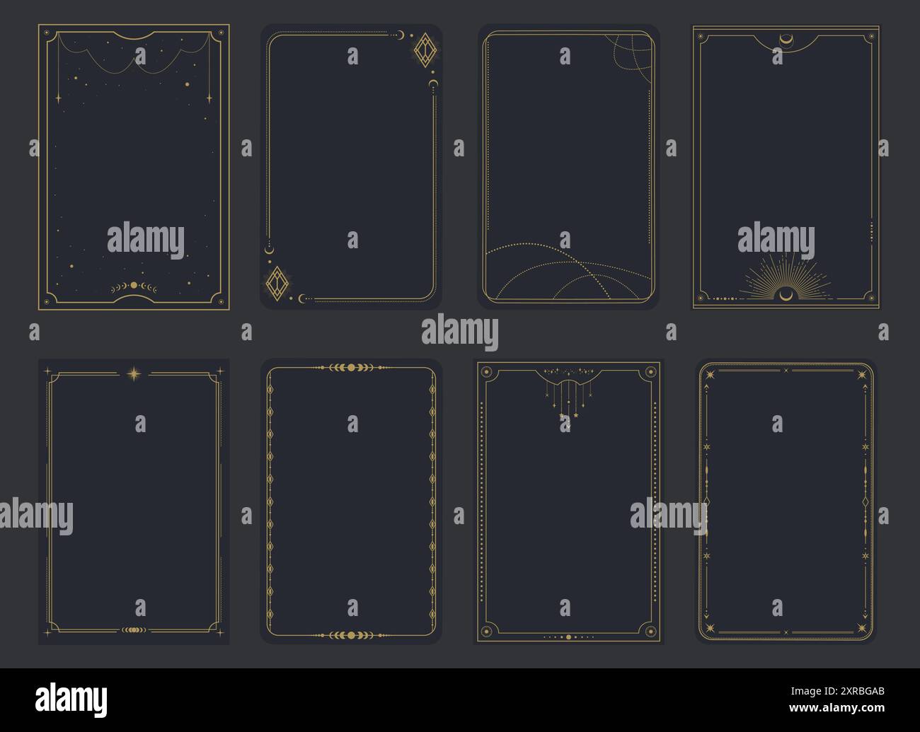 Esoteric magical Tarot cards templates. Frame border with celestial ...