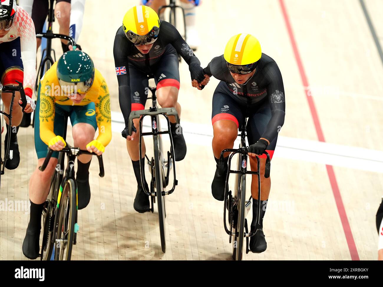 Great Britain's Elinor Barker and Neah Evans during the Women's Madison ...