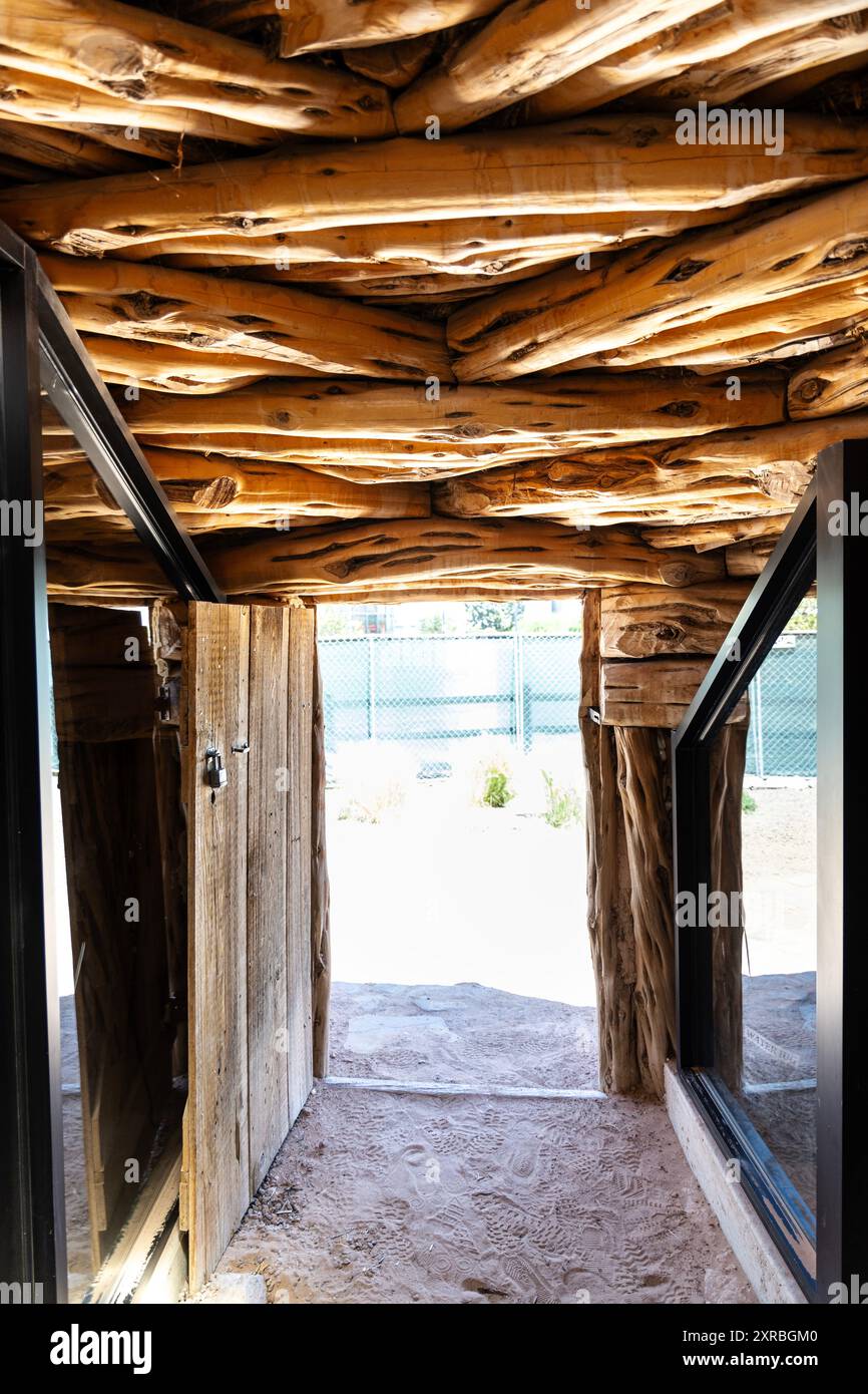 Logs of the roof of a Navajo female hogan, Navajo Shadehouse Museum ...