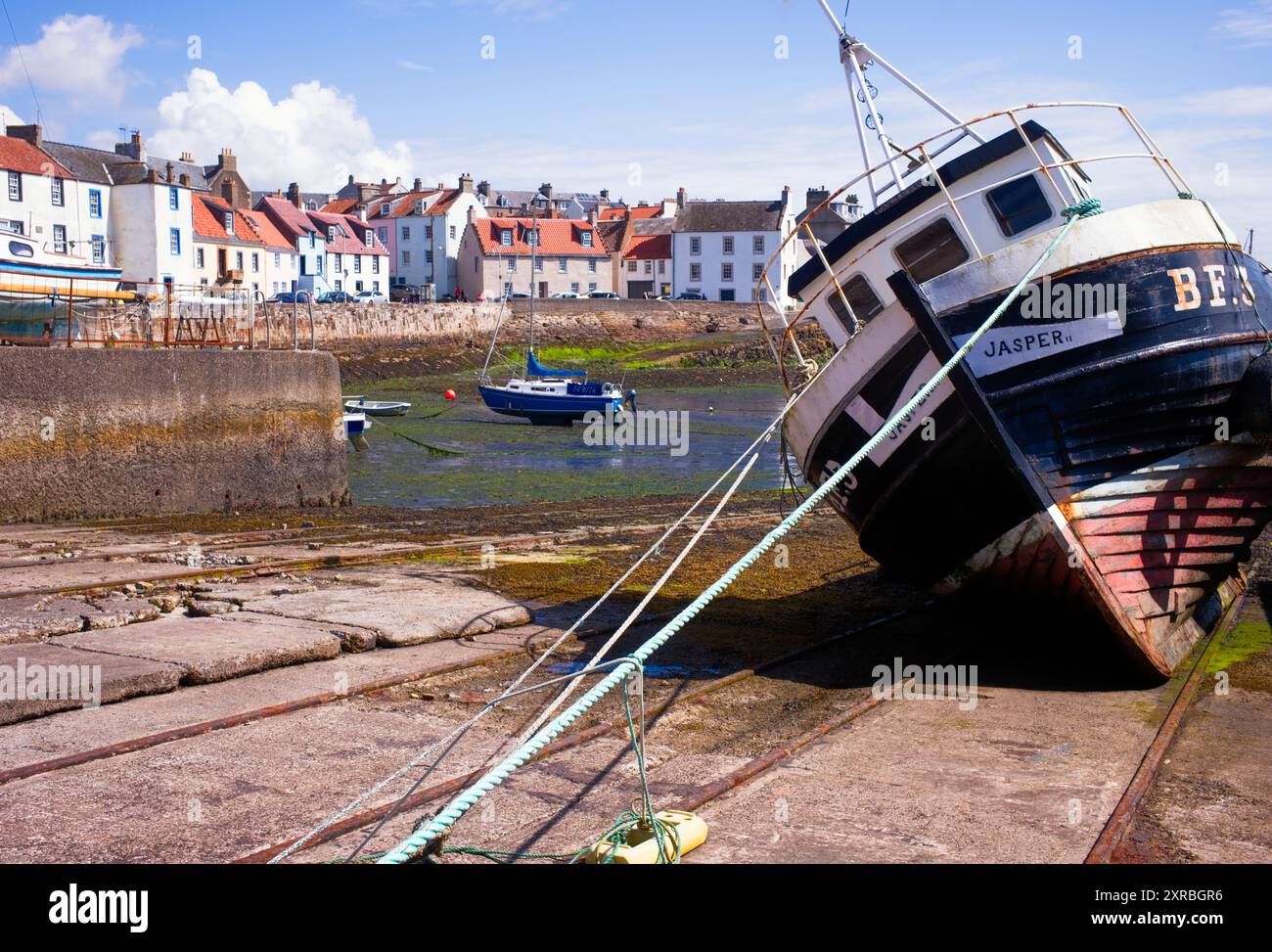 Fishing boat Jasper on the slipway at St Monans harbour Stock Photo - Alamy