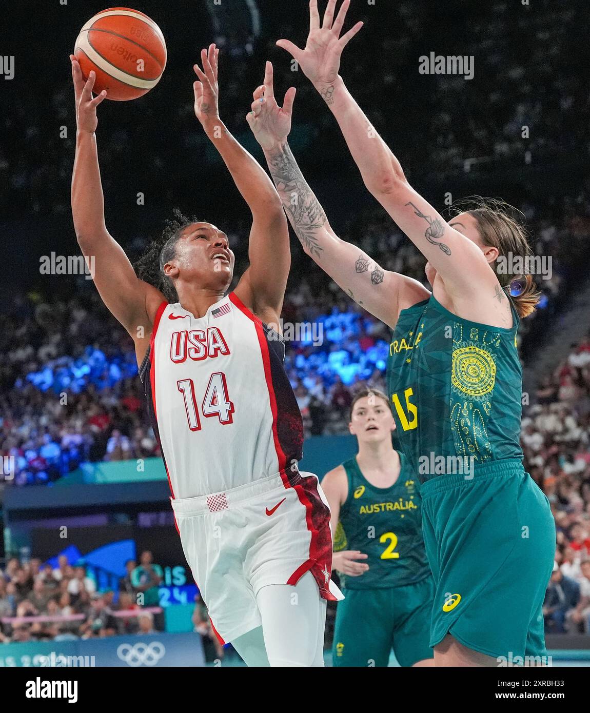 Paris, France. 09th Aug, 2024. United States power forward Alyssa ...