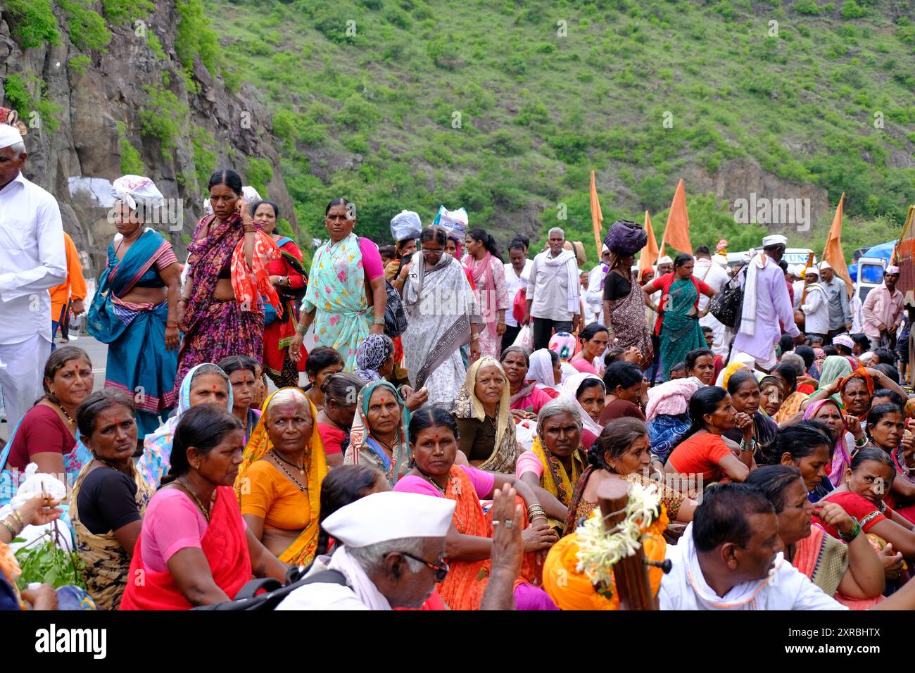 Pune, India 02 July 2024, cheerful Pilgrims at Palkhi, During ...