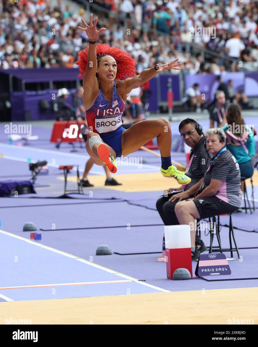 Paris, France. 09th Aug, 2024. USA's Taliyah Brooks jumps in the ...