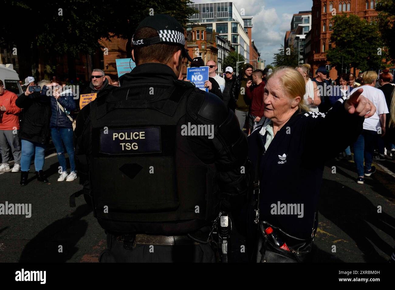A far-right protest in Belfast city centre, one of two protests in the ...