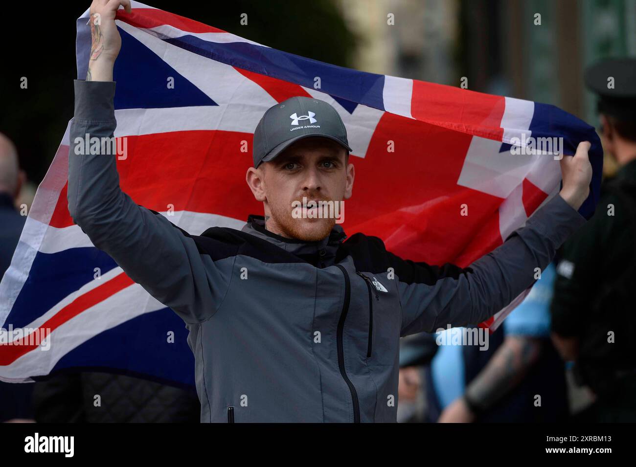 A far-right protest in Belfast city centre, one of two protests in the ...