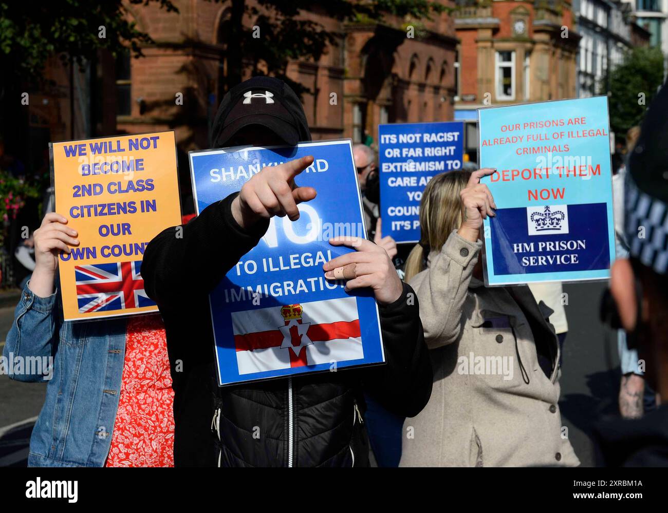 A far-right protest in Belfast city centre, one of two protests in the ...