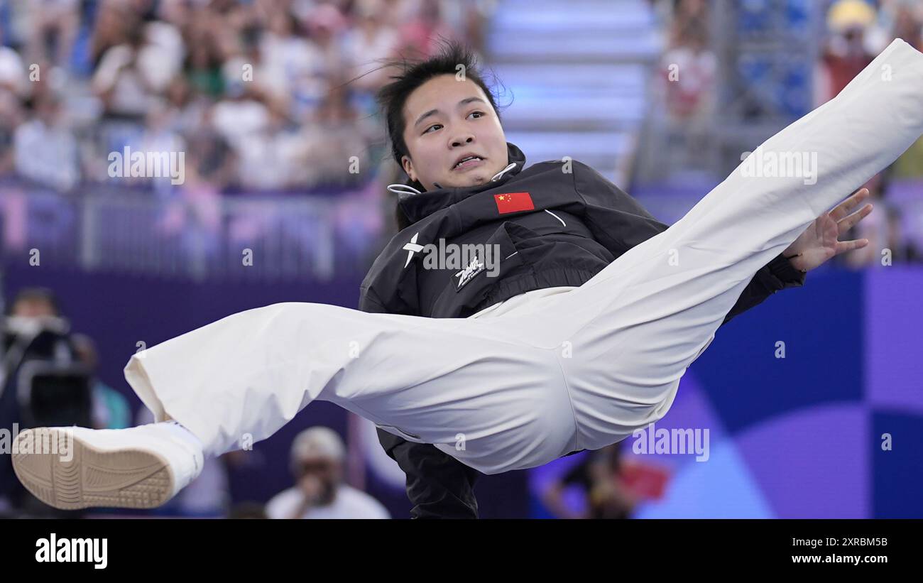 China's Qingyi Liu, known as B-Girl 671, competes during the breaking ...