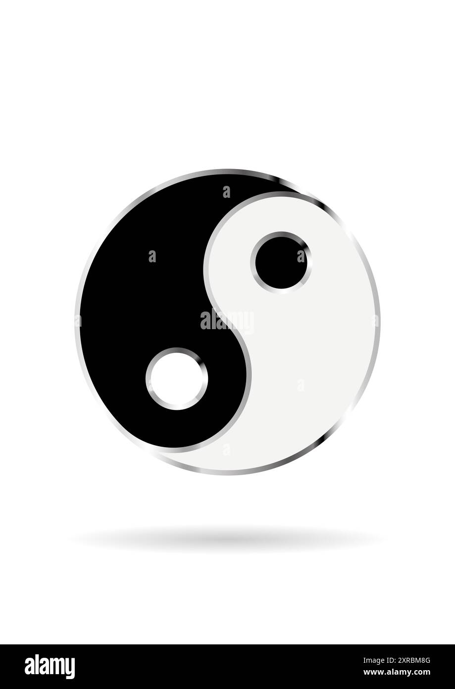Floating Ying Yang logo design with chrome edges and black and white ...