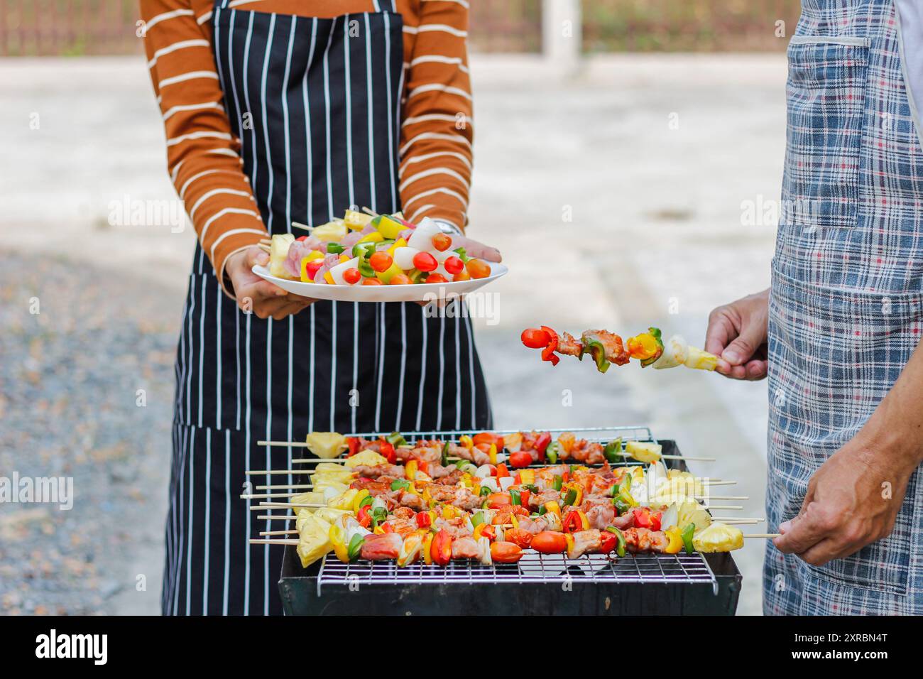 Blurred images , A group of colleagues held a barbecue party. (BBQ ... Blurred images , A group of colleagues held a barbecue party. (BBQ ...