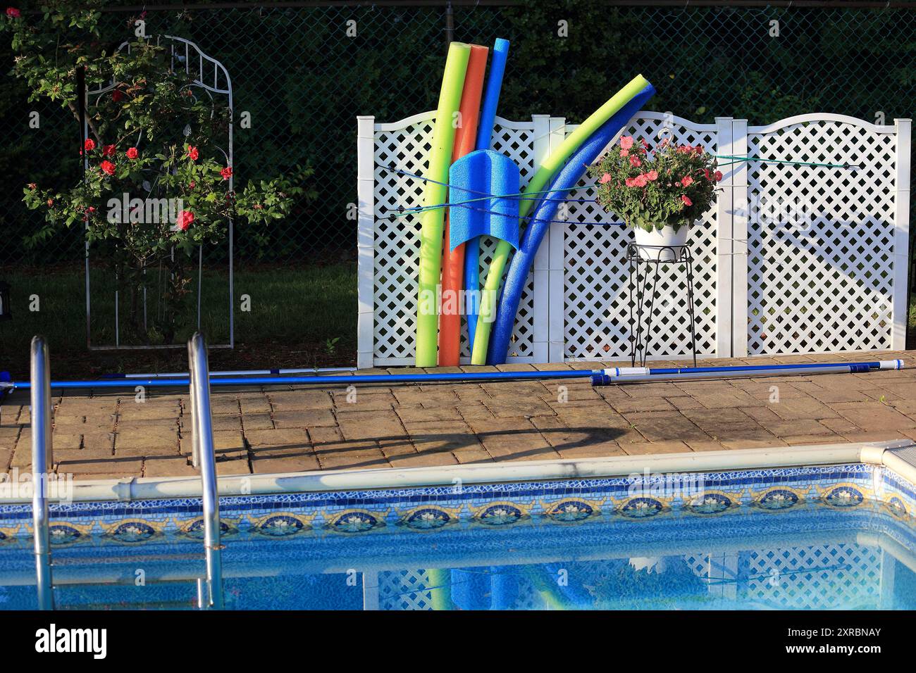 Backyard inground pool Long Island New York Stock Photo - Alamy