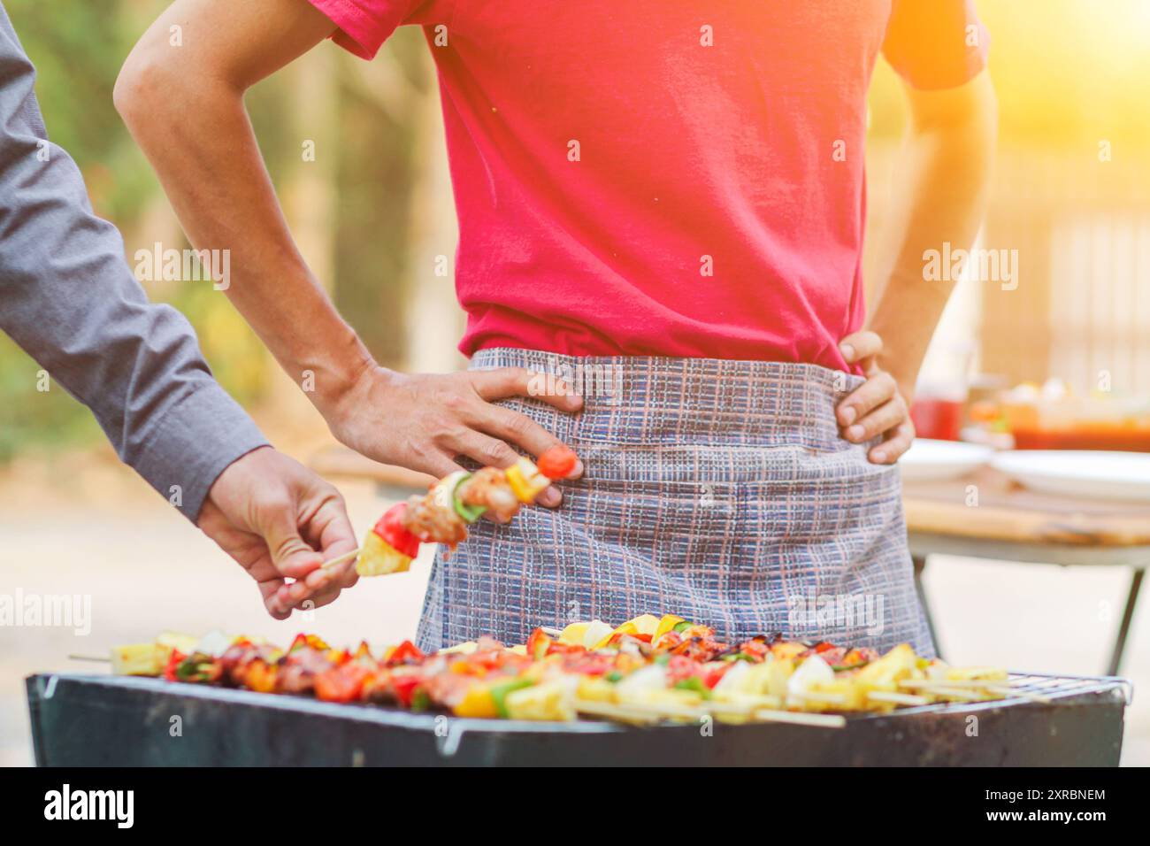 Blurred images , A group of colleagues held a barbecue party. (BBQ ... Blurred images , A group of colleagues held a barbecue party. (BBQ ...