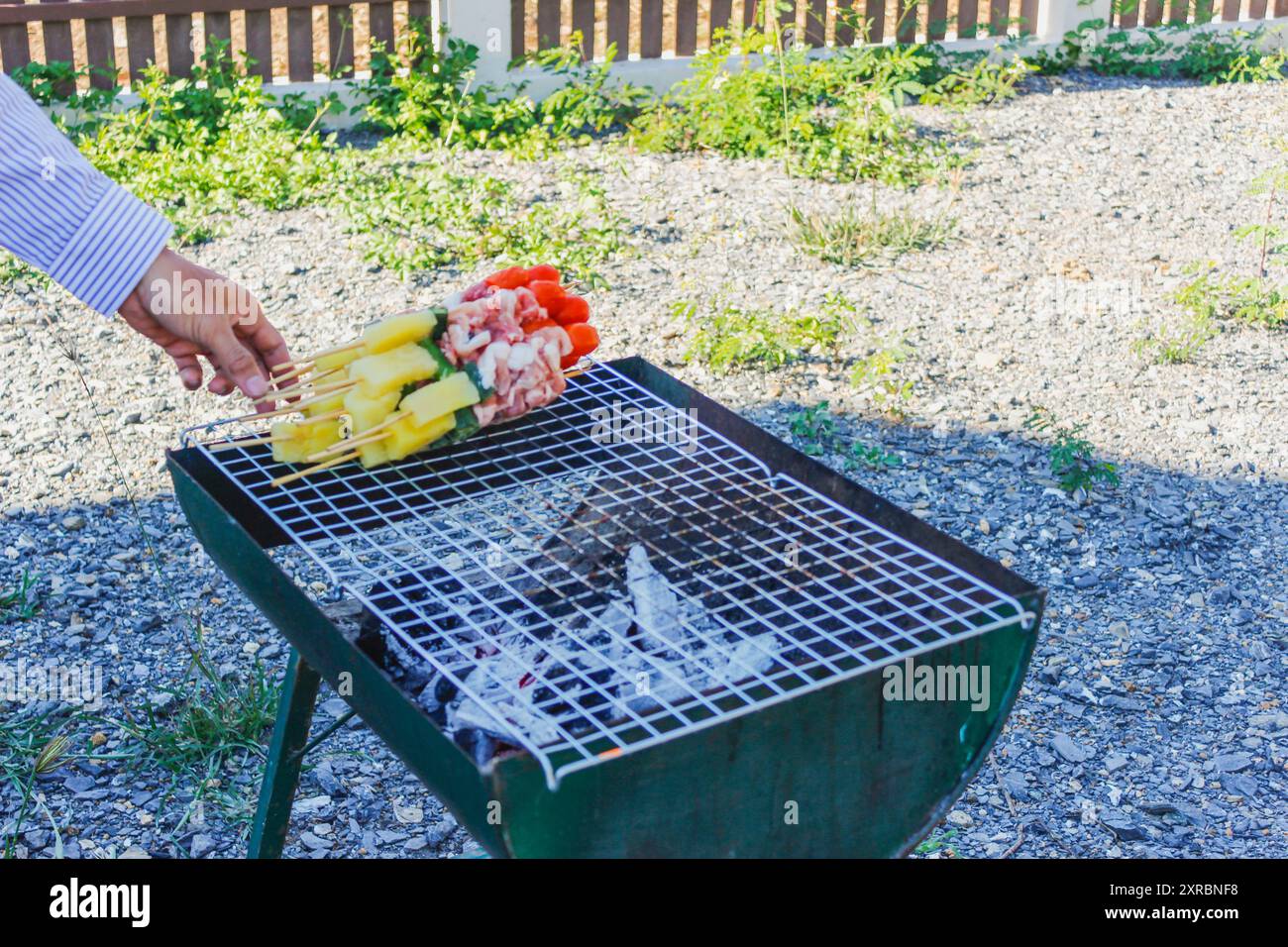 Blurred images , A group of colleagues held a barbecue party. (BBQ ...