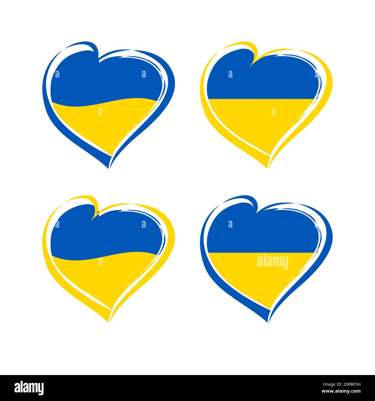 Ukrainian cute emblems, creative collection. Set of heart icons with ...