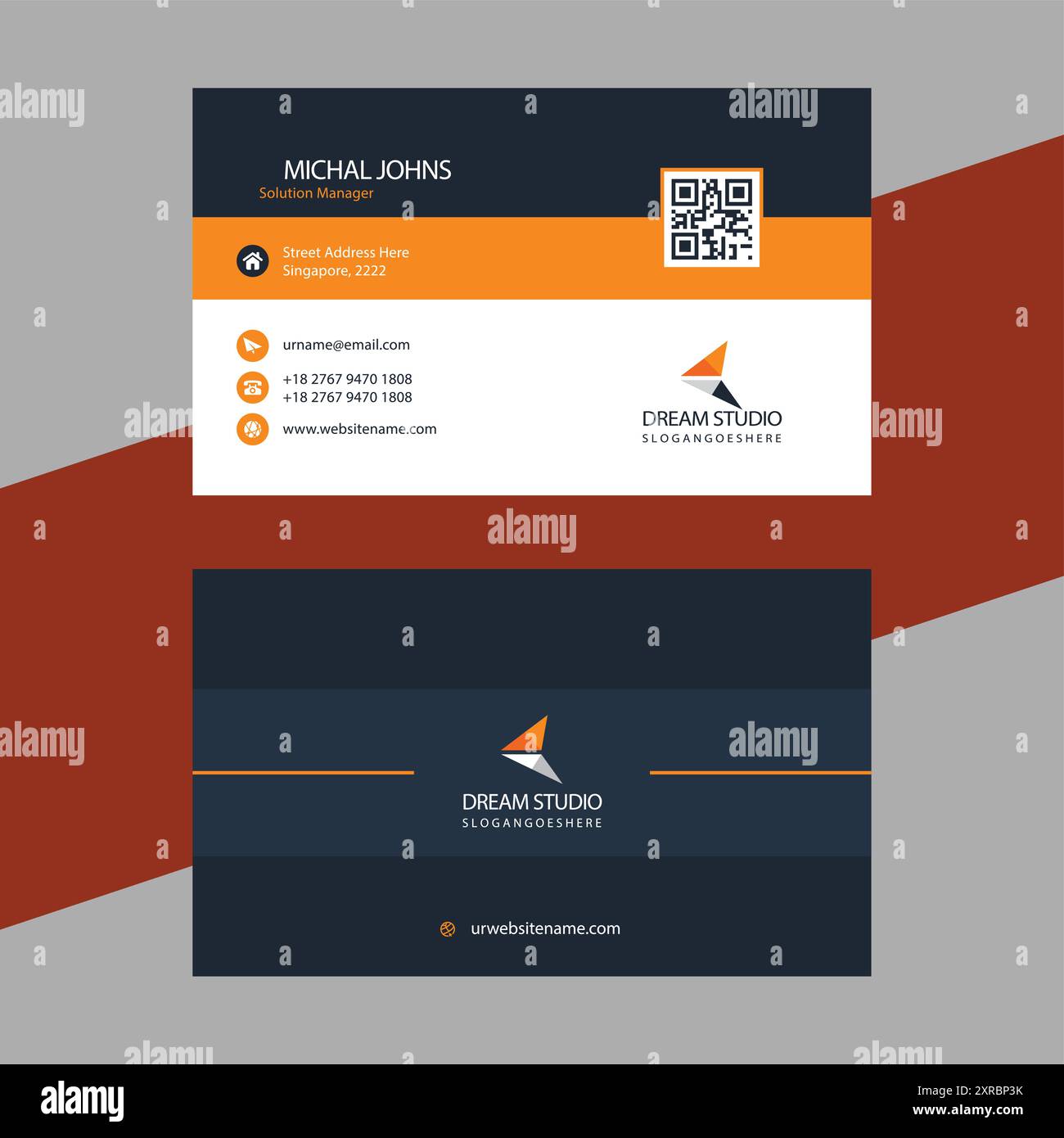 orange shape visit card design Stock Vector Image & Art - Alamy