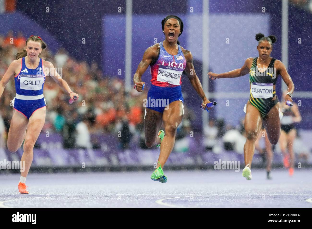 Sha'carri Richardson 0f the United States, celebrates after winning the ...