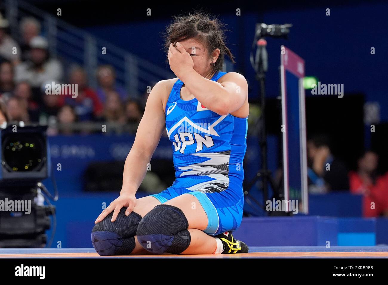 Japan's Sakura Motoki celebrates after defeating Norway's Grace Jacob ...