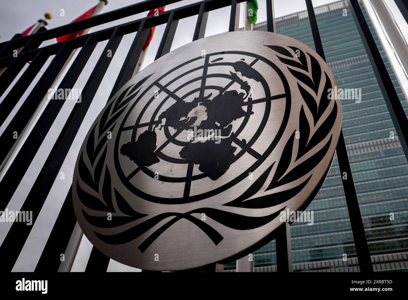 FILE - The symbol of the United Nations is displayed on the main gate ...