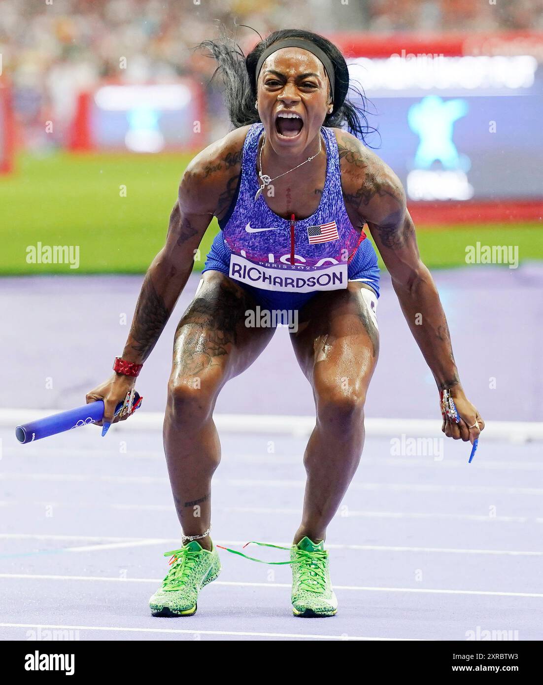 Paris, France. 09th Aug, 2024. Sha'carri Richardson of the U.S ...