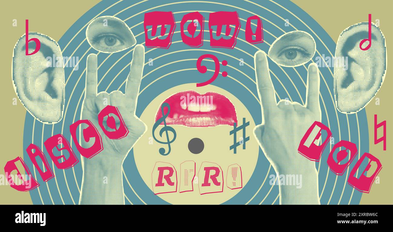 Musical collage pop art vector hi-res stock photography and images - Alamy